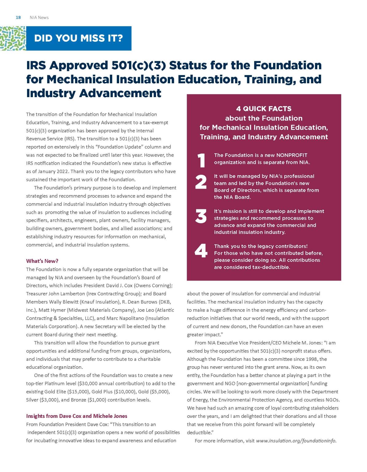 About the Foundation - MI Foundation