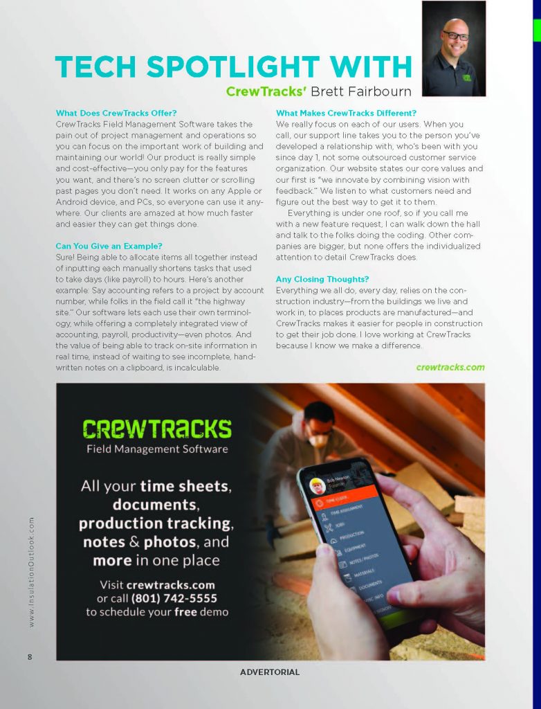 Tech Spotlight CrewTracks - Insulation Outlook Magazine