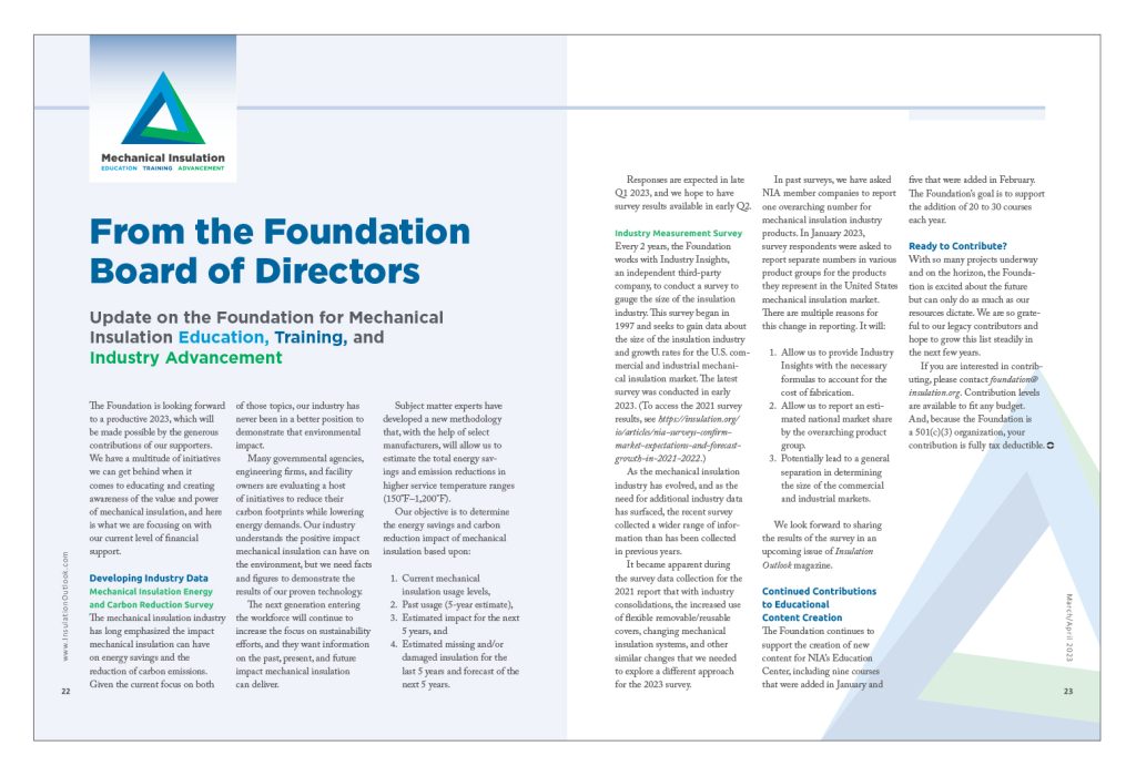 Update on the Foundation for Mechanical Insulation Education, Training ...